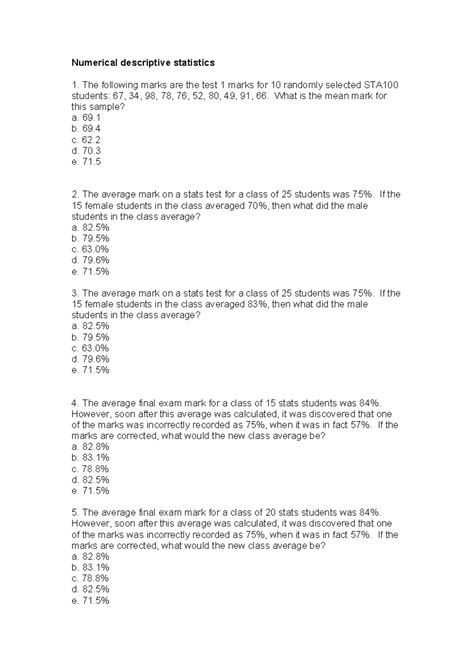 tutorial 3 numerical descriptive statistics no answers numerical