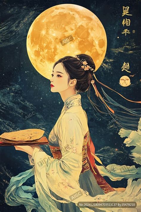 Ai创作图汉服美人插画 汉服女插画 汉服美女插画 花好月圆贺图 古装插画 古装立绘 古风插画汉服美女插画 古风女插画 貂蝉拜月古典美女 月宫嫦娥天上人间 古风美人插画 二十四节气美人图 插画