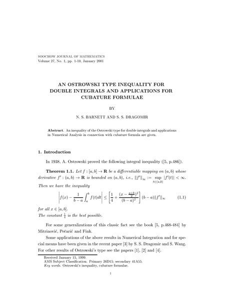 Pdf An Ostrowski Type Inequality For Double Integrals And Applications For Cubature Formulae
