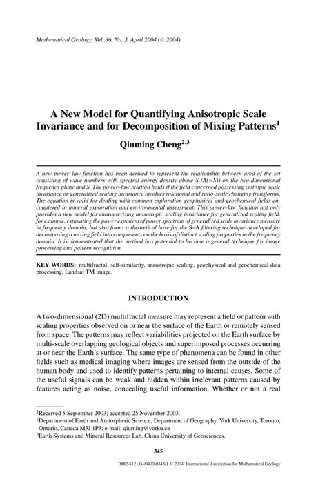 Pdf A New Model For Quantifying Anisotropic Scale Invariance And For Decomposition Of Mixing