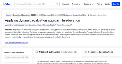 Applying Dynamic Evaluation Approach In Education Scite Report