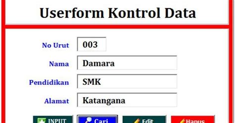 Belajar Vba Excel Membuat Kontrol Data Base Di Excel Dengan Vba