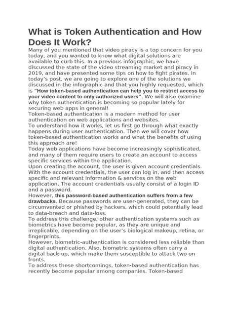 What Is Token Authentication And How Does It Work Pdf Authentication Login