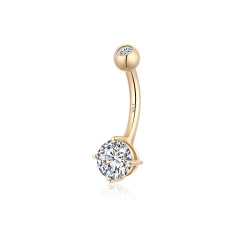 14k Gold Cz Belly Button Ring Gpf Jewelry