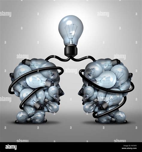 Creative Unity Partnership Light Bulb As Two Groups Of Lightbulb