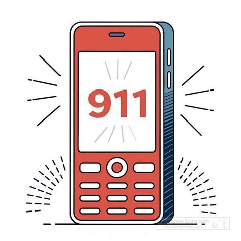 Safety Clipart Red Cellphone Calling 911 Emergency