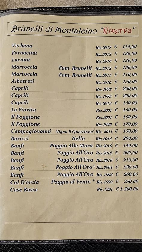 Menu At Re Di Macchia Restaurant Montalcino Via Soccorso Saloni