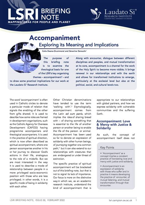 Accompaniment Exploring Its Meaning And Implications Laudato Si
