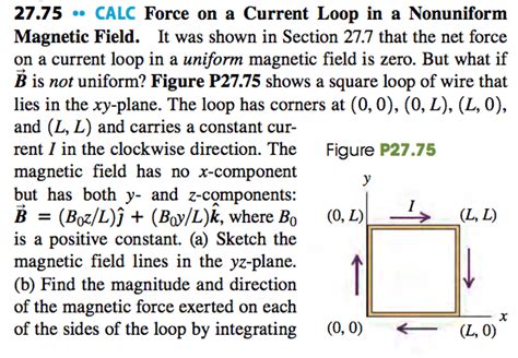 Solved CALC Force On A Current Loop In A Nonuniform Magnetic Chegg Com