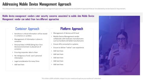managing mobile device solutions for workforce addressing mobile device management approach ppt
