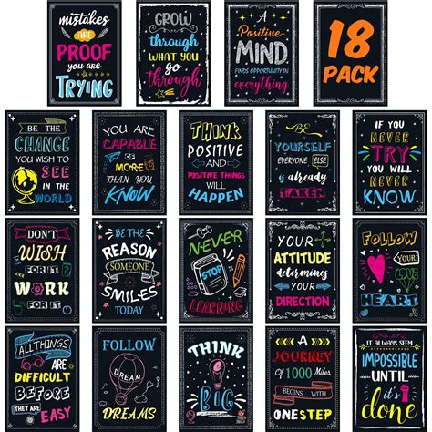 Yoklili 18 Pack Motivational Posters For Classroom Office Decorations