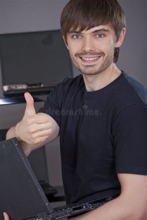 Male Programmer With Headset Stock Image Image Of Programmer Support 15442143