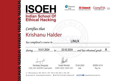 Krishanu Halder On Linkedin Have Successfully Completed My Linux Course From Isoeh Indian