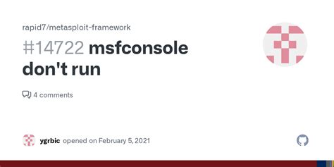 Msfconsole Dont Run · Issue 14722 · Rapid7metasploit Framework · Github