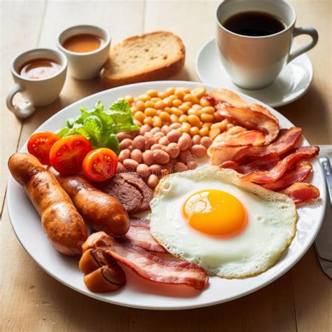 Traditional Full English Breakfast Ai Generated Stock Illustration