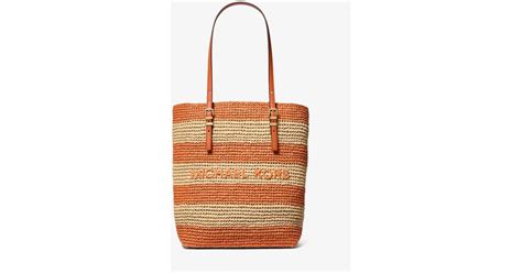Michael Michael Kors Mk Quinn Large Hand Crocheted Straw Tote Bag In