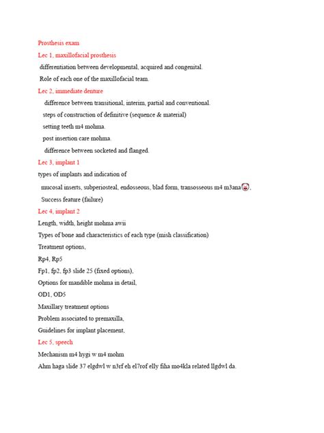 Prosthesis Revision 1 Pdf