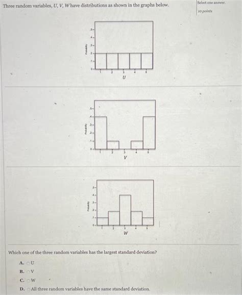Solved Three Random Variables U V W Have Distributions As Chegg Com