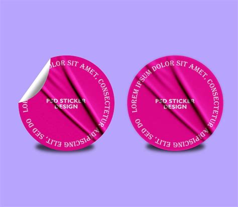 Premium Psd Round Two Sticker Mockup Design