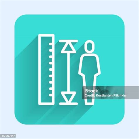 흰색 선 측정 높이 긴 그림자로 격리된 본문 아이콘입니다 녹색 사각형 버튼입니다 벡터 0명에 대한 스톡 벡터 아트 및 기타 이미지 0명 3차원 형태 개념 Istock