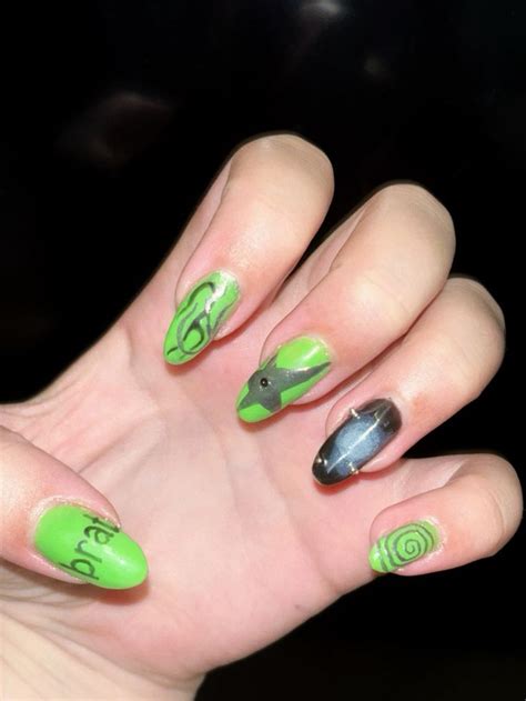 Brat Nails In 2024 Green Nails Halloween Nails Black Nails