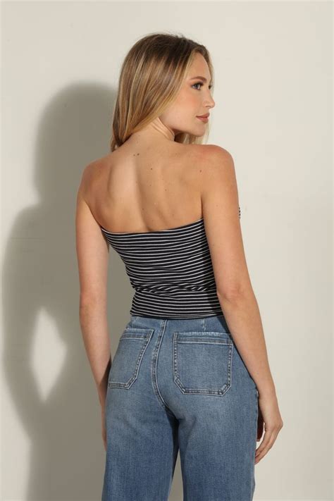 Lined Mom Cropped Tube Top Striped Final Sale Cropped Tube Top Tube