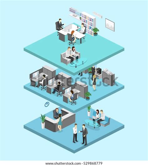 아이소메트릭 평면 3d 추상 사무실 바닥 스톡 벡터로열티 프리 529868779
