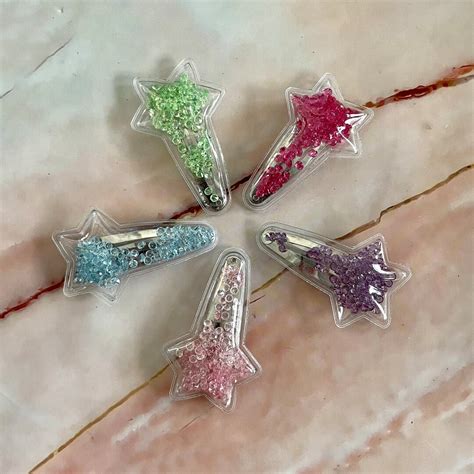 Star Shaped Bubby Bubble Clip Shaker Clip Glitter Rainbow Iridescent Hair Accessory Etsy