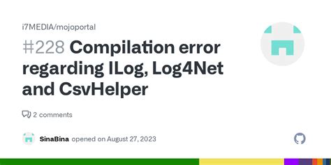compilation error regarding ilog log4net and csvhelper · issue 228 · i7media mojoportal · github