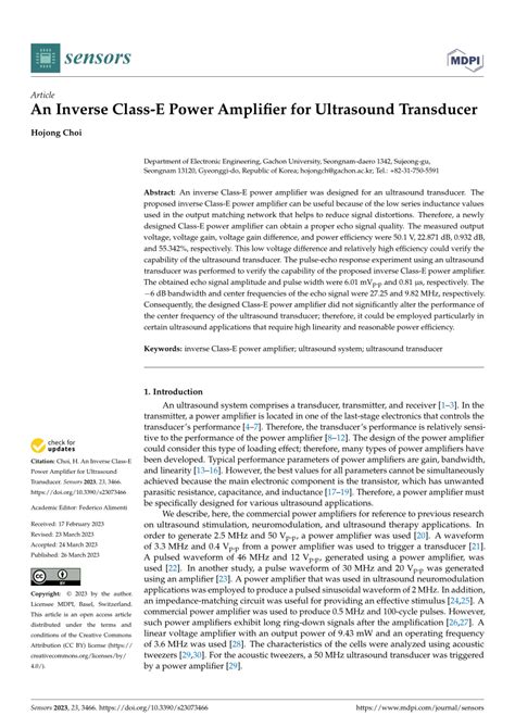 Pdf An Inverse Class E Power Amplifier For Ultrasound Transducer