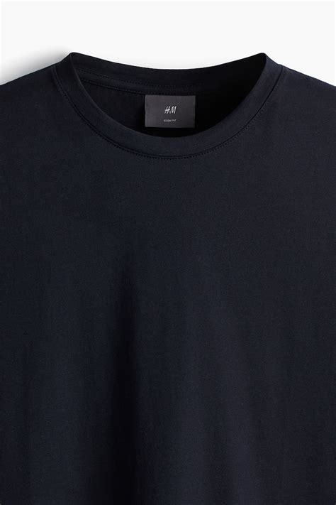 Mens Navy Blue Slim Fit Pima Cotton T Shirt Handm Us