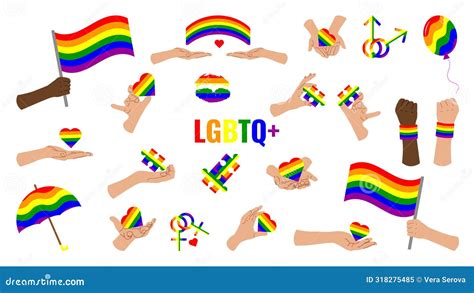 Lgbtq Set Of Symbols Celebrating Pride Month Stock Vector