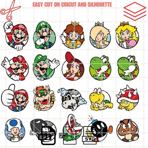 Super Mario Heads Bundle Svg Mario Characters Svg Super Mario Svg