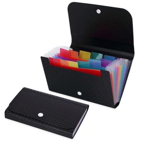 13 Pocket Expanding File Folder With Index Post A6 Size Accordion File Organiser Rainbow Twill