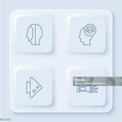 세트 라인 다이빙 후드 가리비 바다 껍질 물고기와 손전등 흰색 정사각형 버튼 벡터 가리비에 대한 스톡 벡터 아트 및 기타 이미지 가리비 건강한 생활방식 낚시 Istock