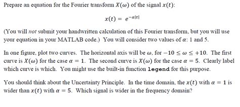 Solved Prepare An Equation For The Fourier Transform Chegg