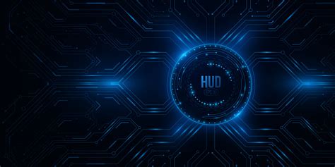 빛나는 Cpu 보드가 있는 공상 과학 Hud 배너 하이테크 패널 배경입니다 Ui 디자인 벡터 그림 개념에 대한 스톡 벡터 아트