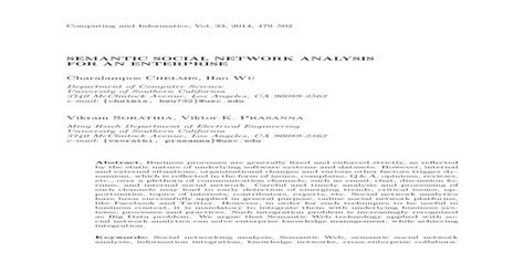 Pdf Semantic Social Network Analysis For An Semantic Social Network Analysis For An