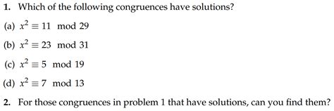 solved 1 which of the following congruences have solutions