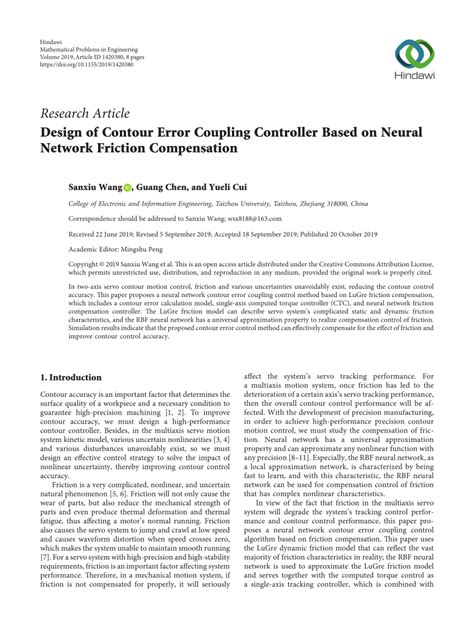 Pdf Design Of Contour Error Coupling Controller Based On Neural