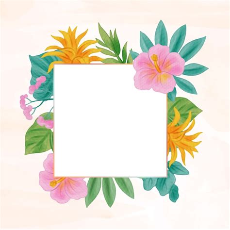여름철 수채화 프레임 템플릿 무료 벡터