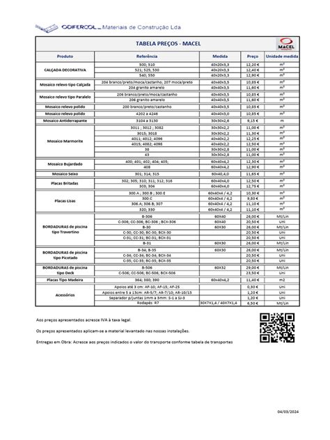 Tabela Macel Site Pdf