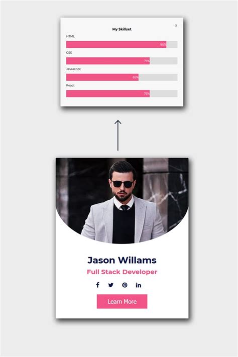 Profile Card Design With Animated Modal Popup Html5 Css Popup