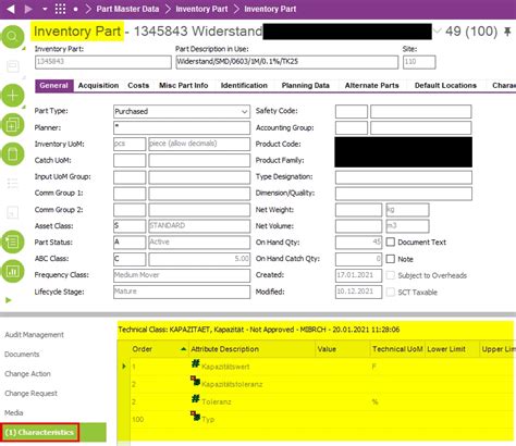 Getting Characteristic Values Automatically From Main Part To Inventory And Purchase Part Ifs