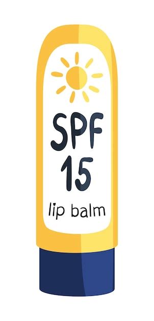 Spf 15 벡터 일러스트가 포함된 자외선 차단제 립밤 프리미엄 벡터