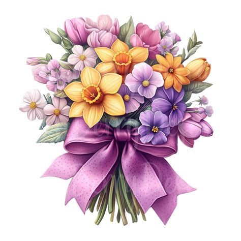Spring Flower Bouquet Clipart Set Of 15 Png Bundle 300 Dpi Clip Art Wildflower Wedding Garden