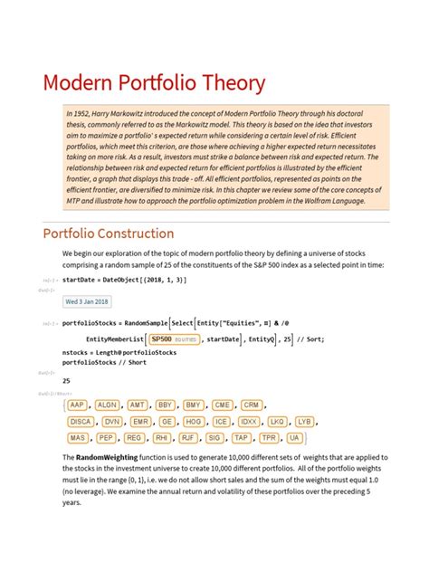 Equity Analytics Modern Portfolio Theory Jonathan Kinlay Pdf