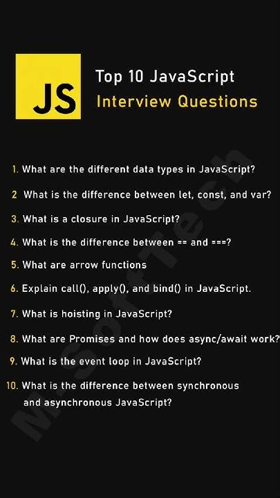 Top 10 Javascript Interview Questions Js Output Based Questions