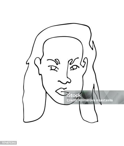 복고풍 헤어 스타일과 추상적 인 여성 얼굴의 선형 초상화 개념에 대한 스톡 벡터 아트 및 기타 이미지 개념 개념과 주제 검은색 Istock