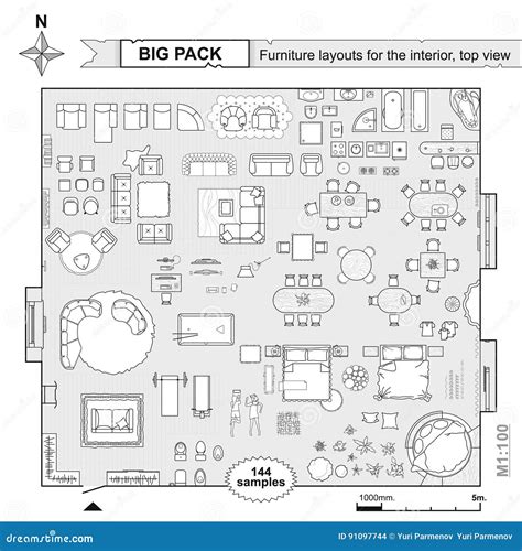Design Plan Line Icons Collection Blueprint Conceptualize